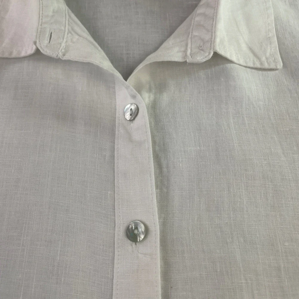 Sigrid Olsen | Tops | Sigrid Olsen Button Up Women Xl White 0 Linen ...